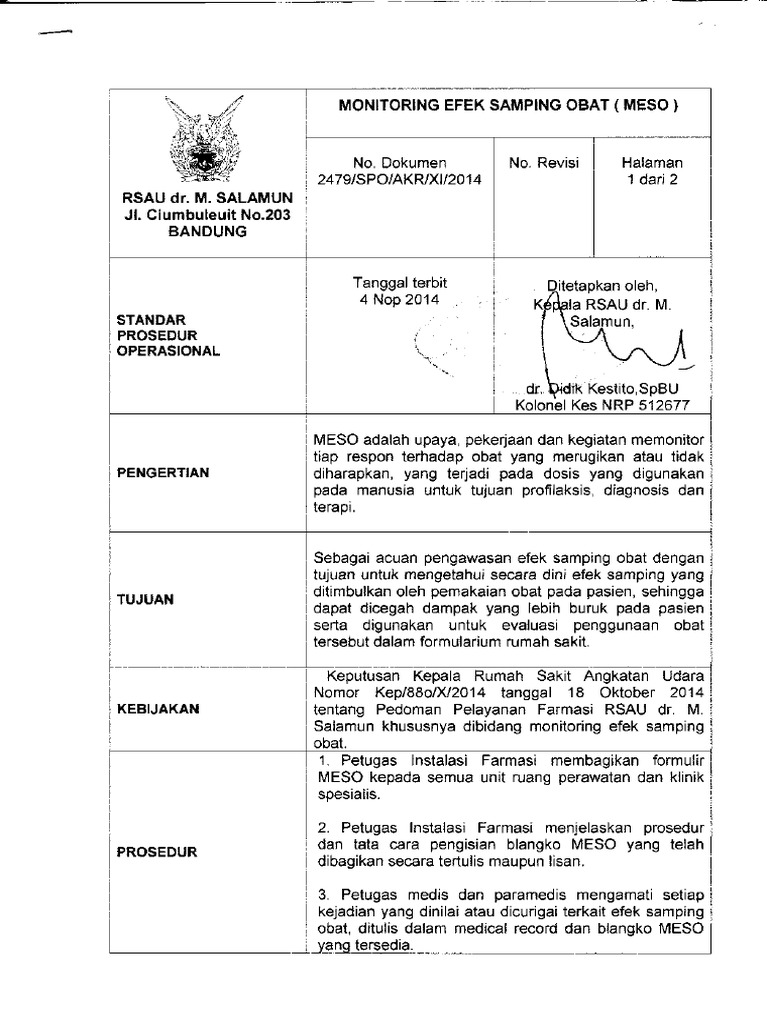 Monitoring Efek Samping Obat (MESO) | PDF