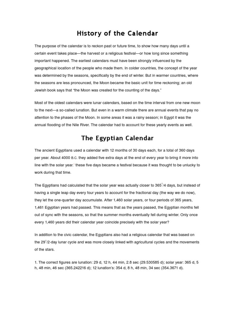 History of The Calendar | PDF | Calendar | Science