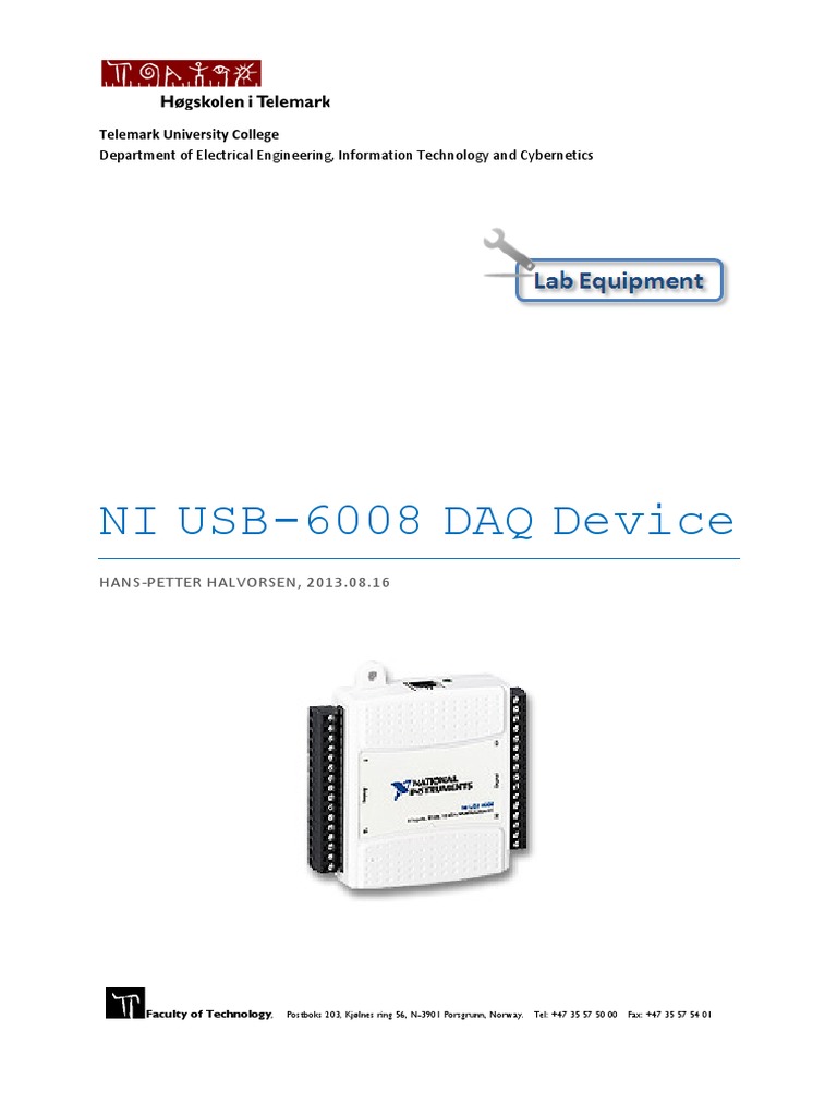 NI USB-6008 DAQ Device.pdf | Device Driver | Input/Output
