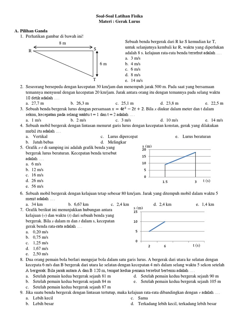 Soal Latihan Gerak Lurus Fisika | PDF