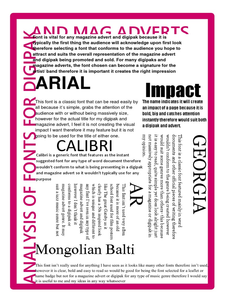 Font Analysis | PDF | Advertising | Typefaces