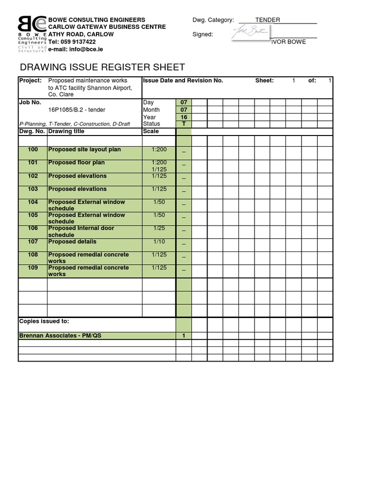 16P1085 BCE Drawing Register | PDF