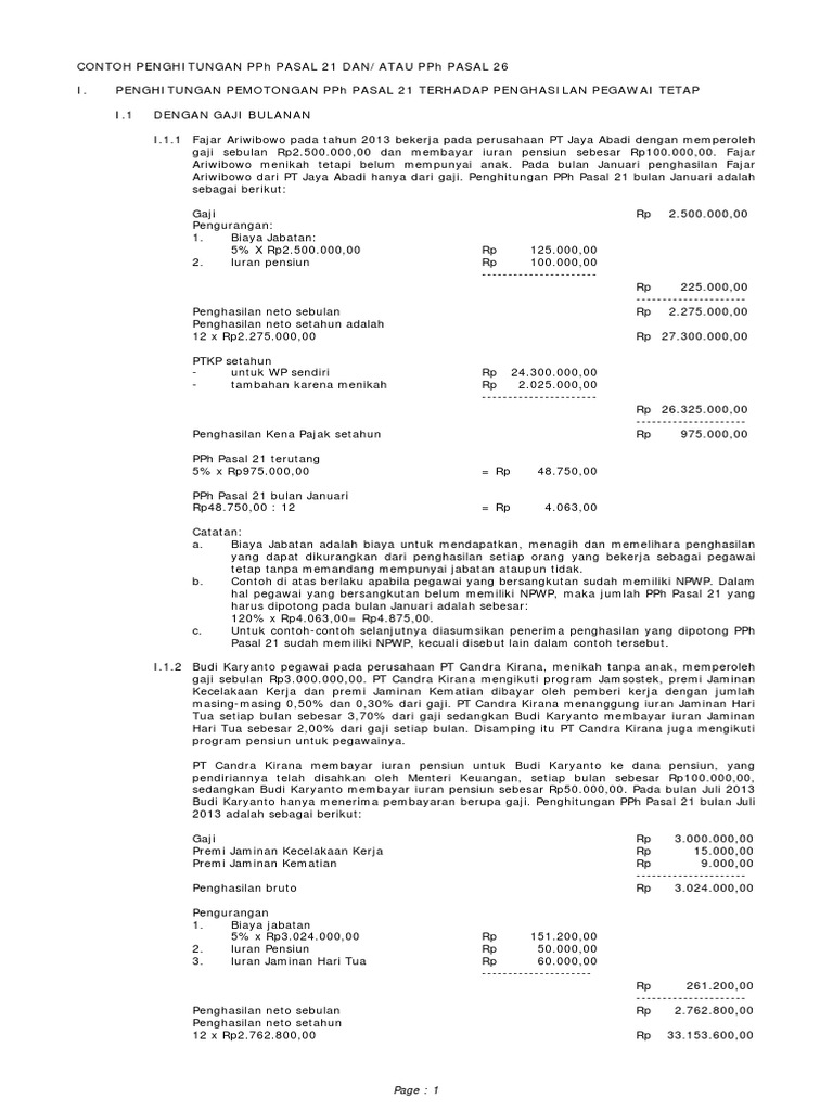 Contoh Hitung PPH | PDF