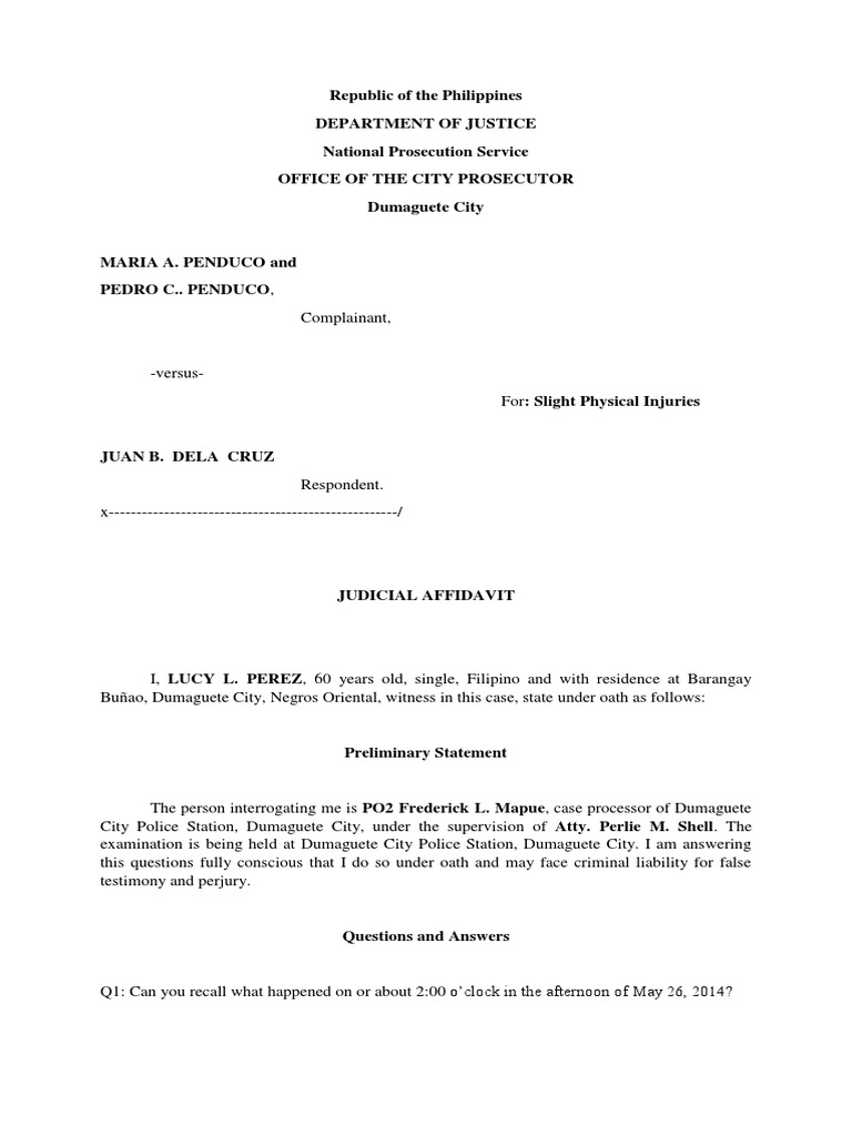 Republic of the Philippines Department Of Justice National Prosecution ...