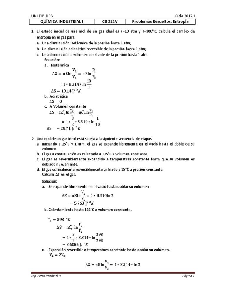 Ejercicios Resueltos ENTROPÍA