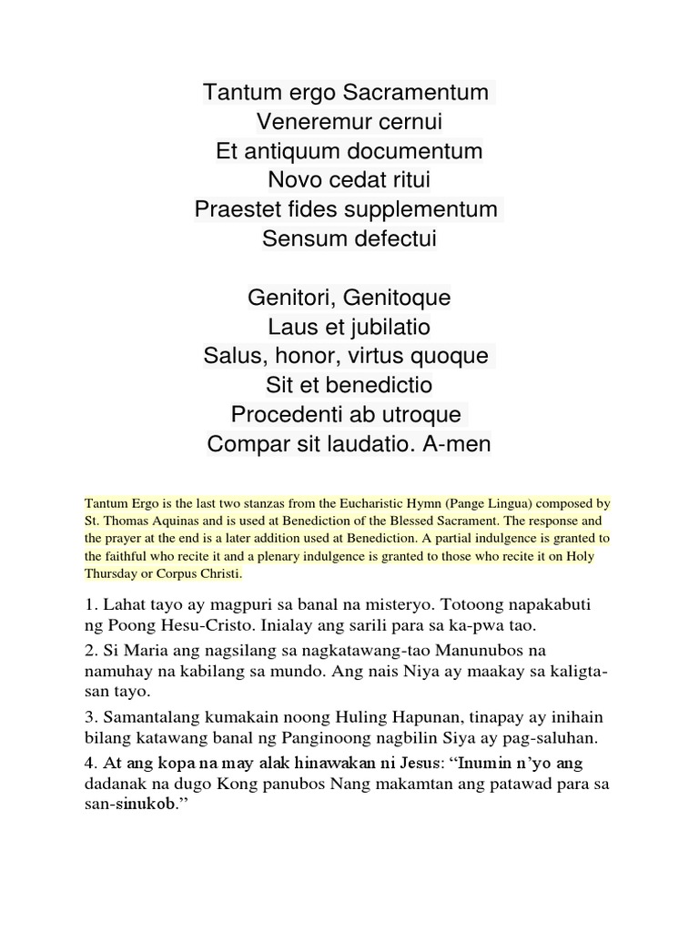 Tantum Ergo Sacramentum | PDF