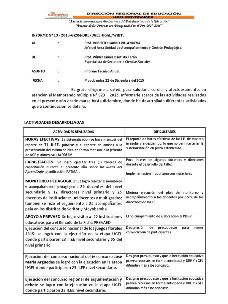 Informe Tecnico Pedagogico Final Final Final Para Imprimir | Secondary ... Informe Tecnico Pedagogico Final Final Final Para Imprimir | Secondary ...