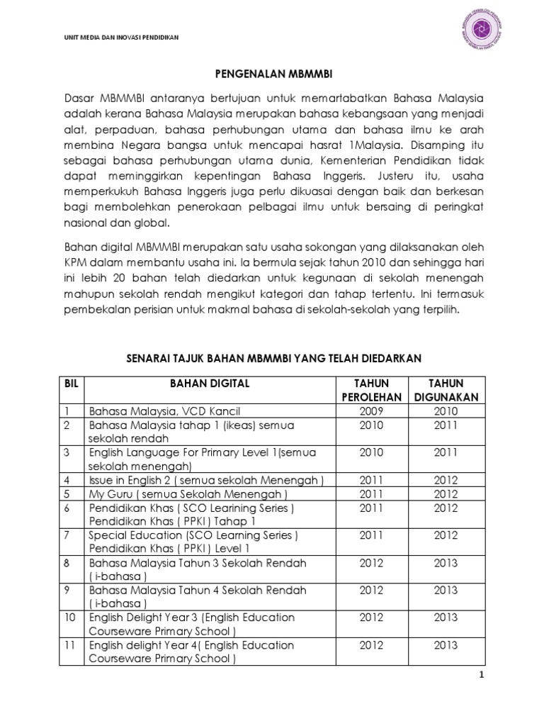 Pengenalan Mbmmbi 2016 | PDF