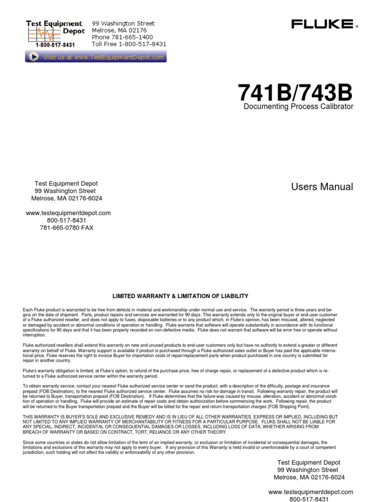 Calibrador Fluke 743b | PDF | Thermocouple | Calibration