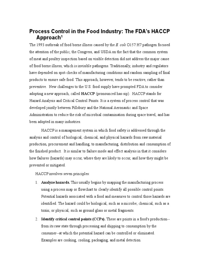 Process Control in The Food Industry - HACCP | PDF | Hazard Analysis ...