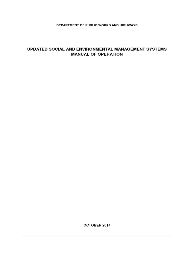 Updated Social and Environmental Management Systems Manual of Operation ...