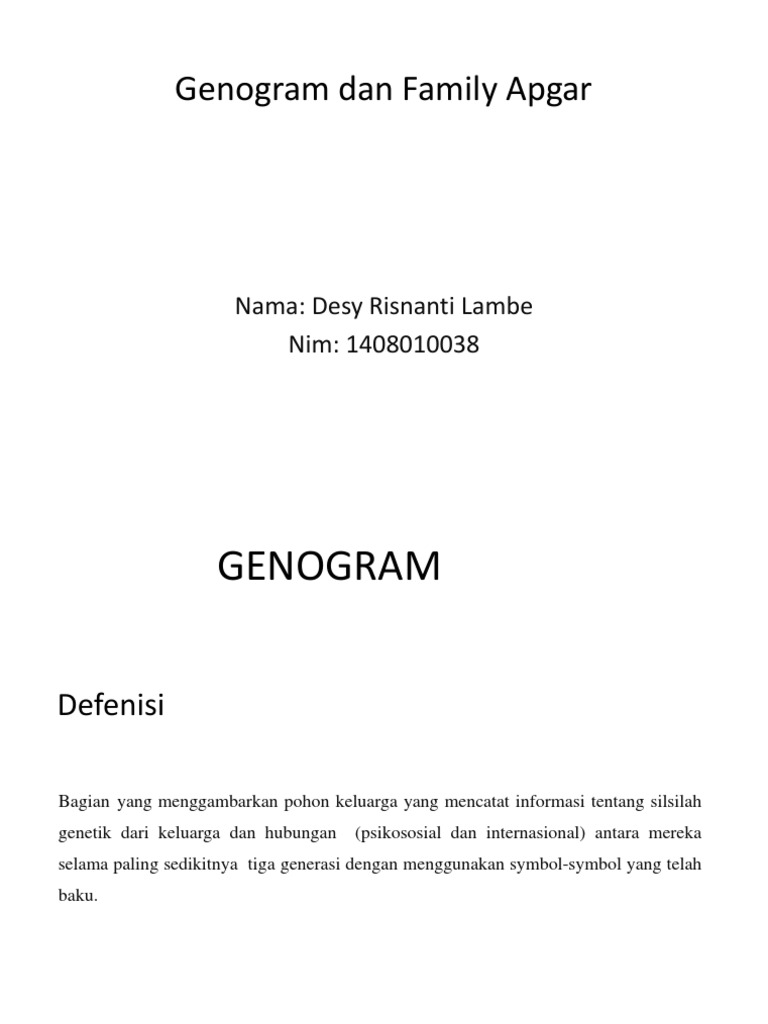 Genogram dan Family APGAR Keluarga | PDF | Kesehatan Holistik