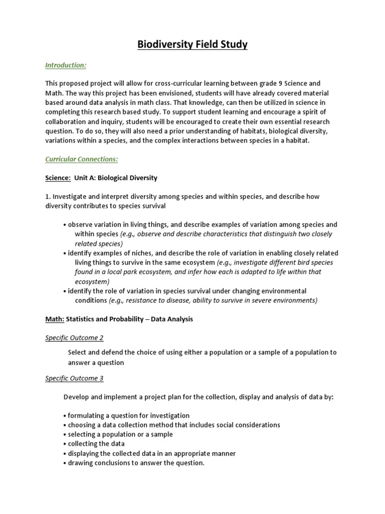 Grade 9 Science and Math Integration | PDF | Biodiversity | Species