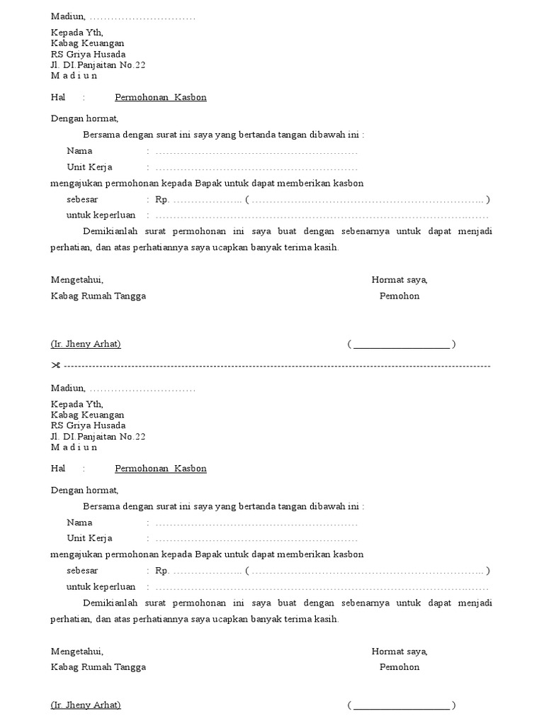 Permohonan Kasbon | PDF