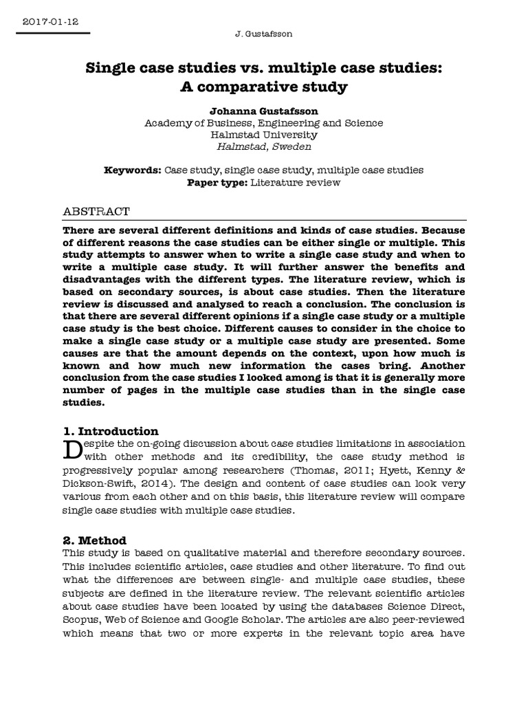 Single Case Study Vs Multiple Case Study | Case Study | Abstract (Summary)