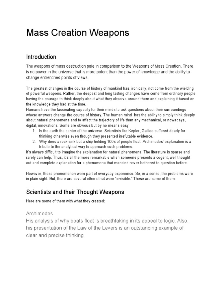 Mass Creation Weapons | PDF