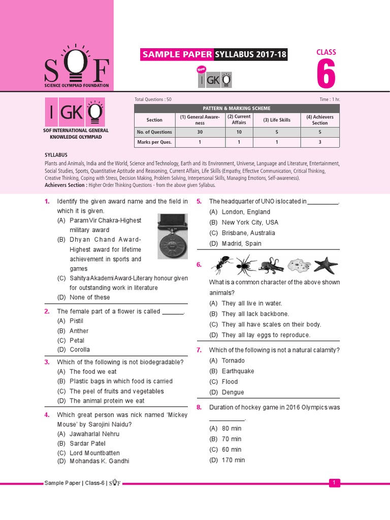 sof-igko-model-question-paper-class-6-emergence-psychological-concepts
