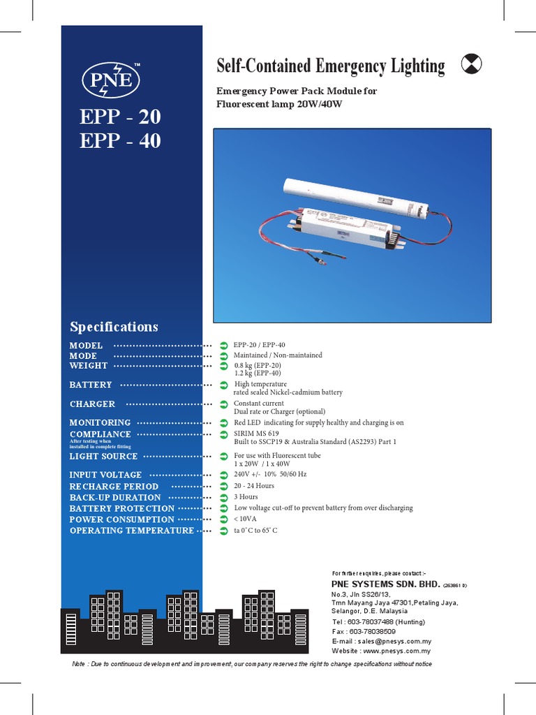 EPP-20 and EPP-40: Self-Contained Emergency Power Pack Modules for 20W ...