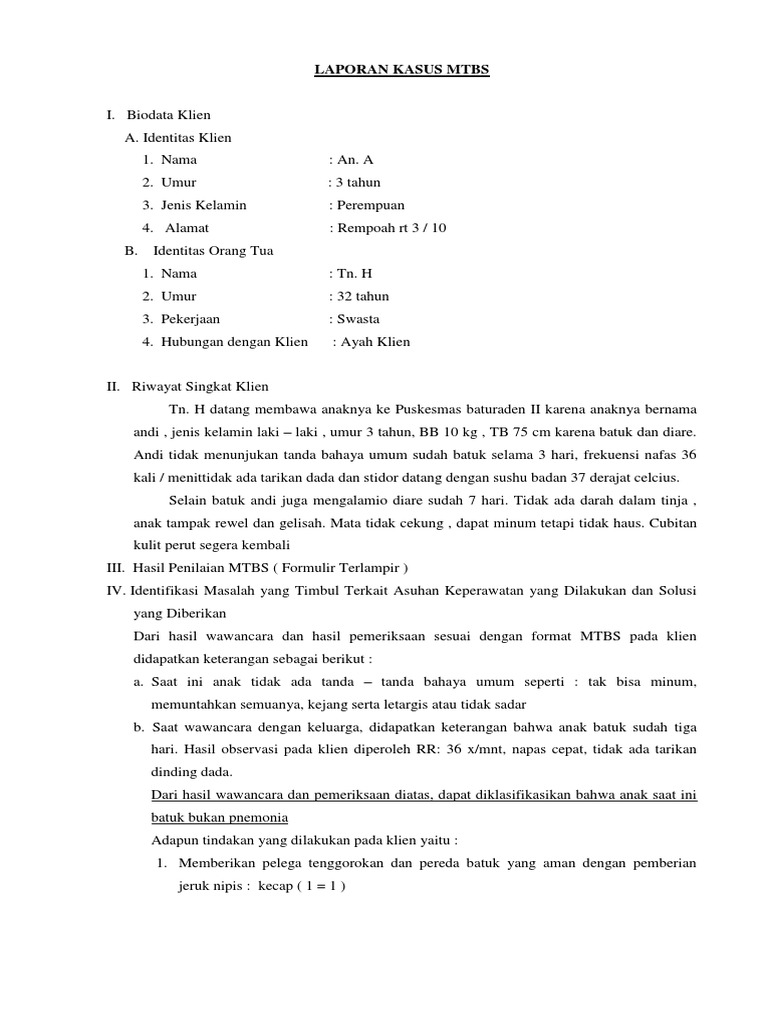 Laporan Kasus MTBS 1 | PDF