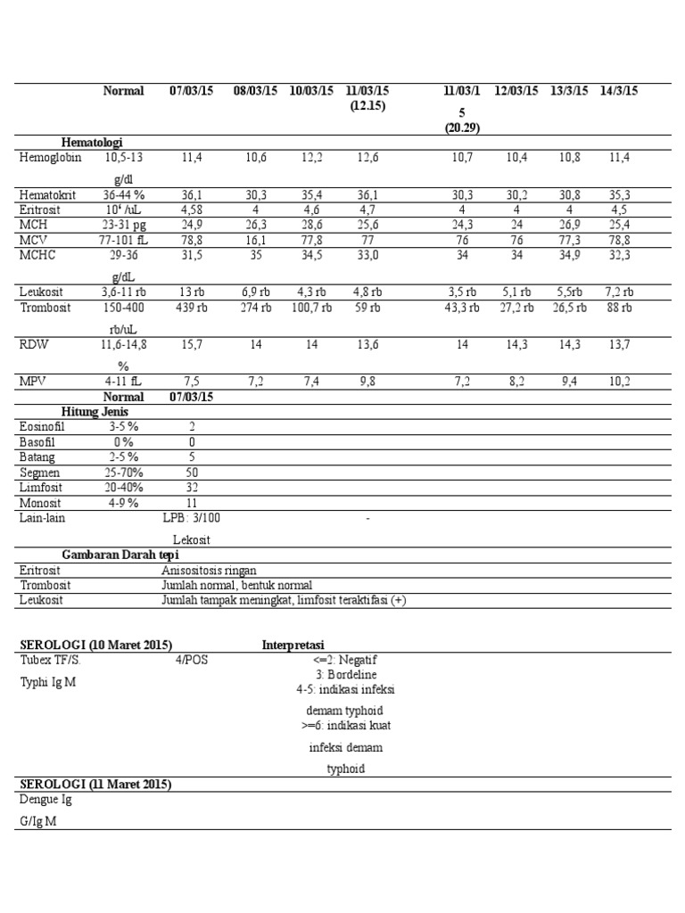 Hasil Lab Darah Lengkap | PDF