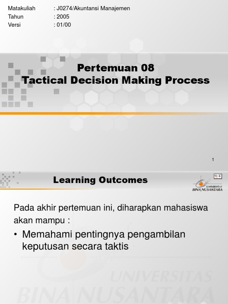 Tactical Decision Making - Binus | PDF | Manajemen Strategis | Ilmu Ekonomi