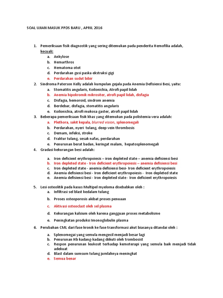 Soal Ujian Masuk Ppds Baru 2016 | PDF