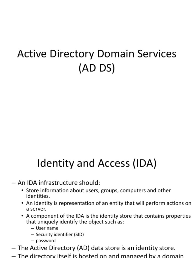 Active Directory Domain Services Guide | PDF | Active Directory | Data ...