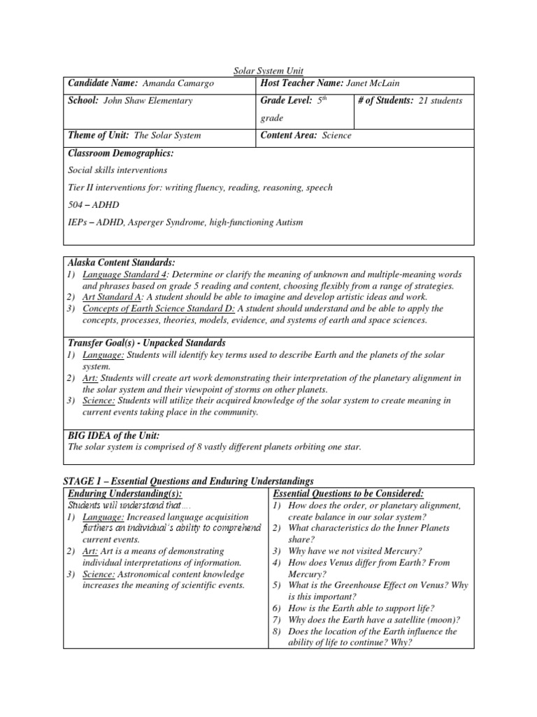 Solar System Unit Cover Page | Download Free PDF | Natural Satellite ...