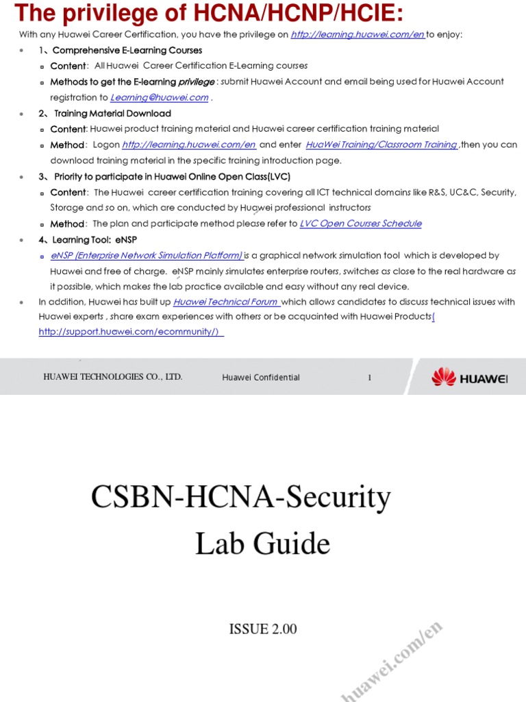 HCNA-Security-CBSN Lab Guide V2.0 | PDF | Virtual Private Network | Access Control