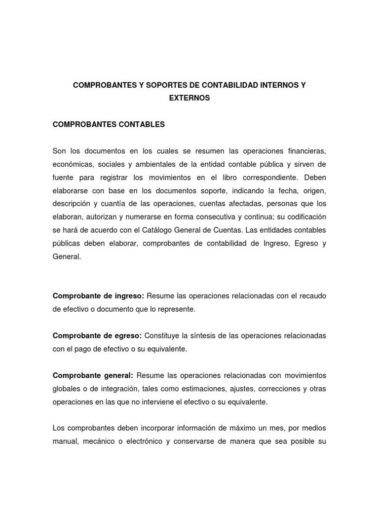 Comprobantes y Soportes de Contabilidad Internos y Externos | PDF ...