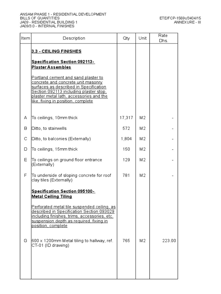 Quotation False Ceiling Works To Asam Phase-1 Residential Development ...
