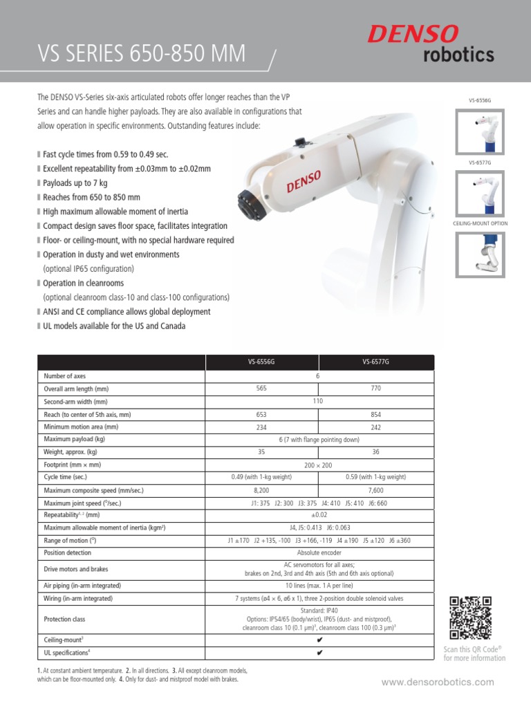 DENSO Robotics Datasheet VS-G Series PDF | PDF | Mechanical Engineering ...