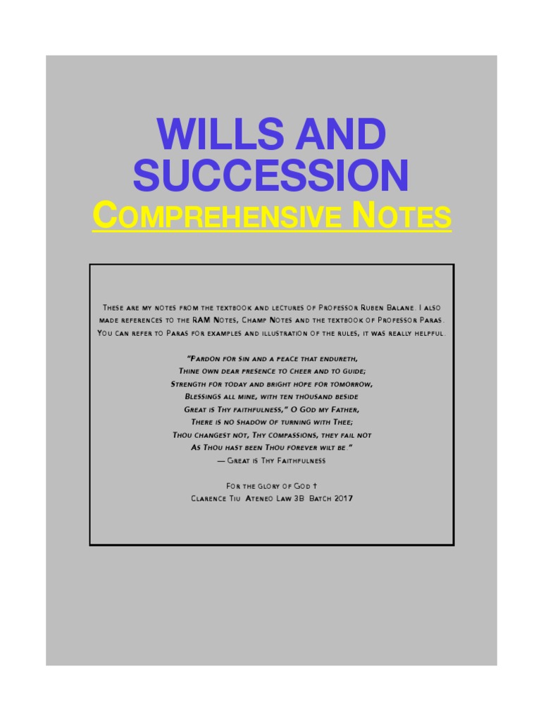 Clarence Tiu Succession Notes Last Edit June2016 | PDF | Will And ...