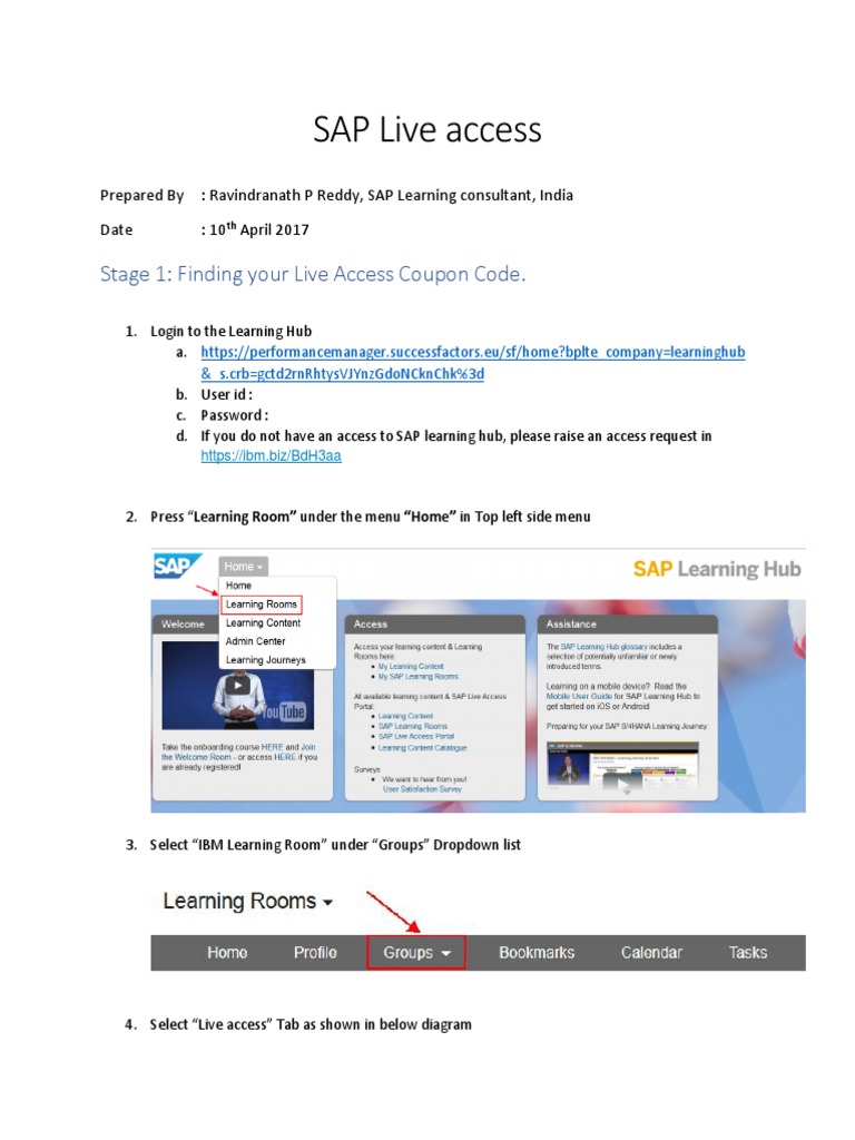 SAP Live Access Guide for IBM Users | PDF | Login | Password