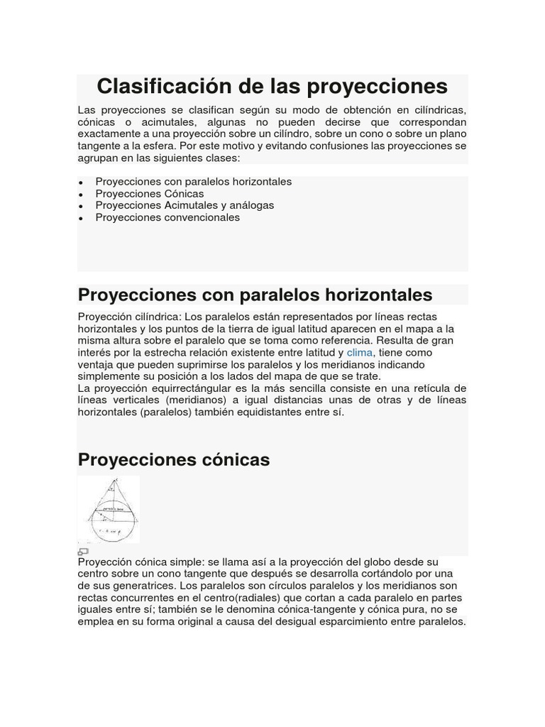 Clasificación y Tipos de Las Proyecciones | PDF | Geometría | Espacio