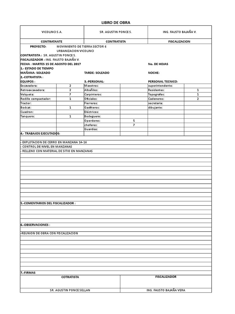 Formato Libro de Obra - 5 | PDF