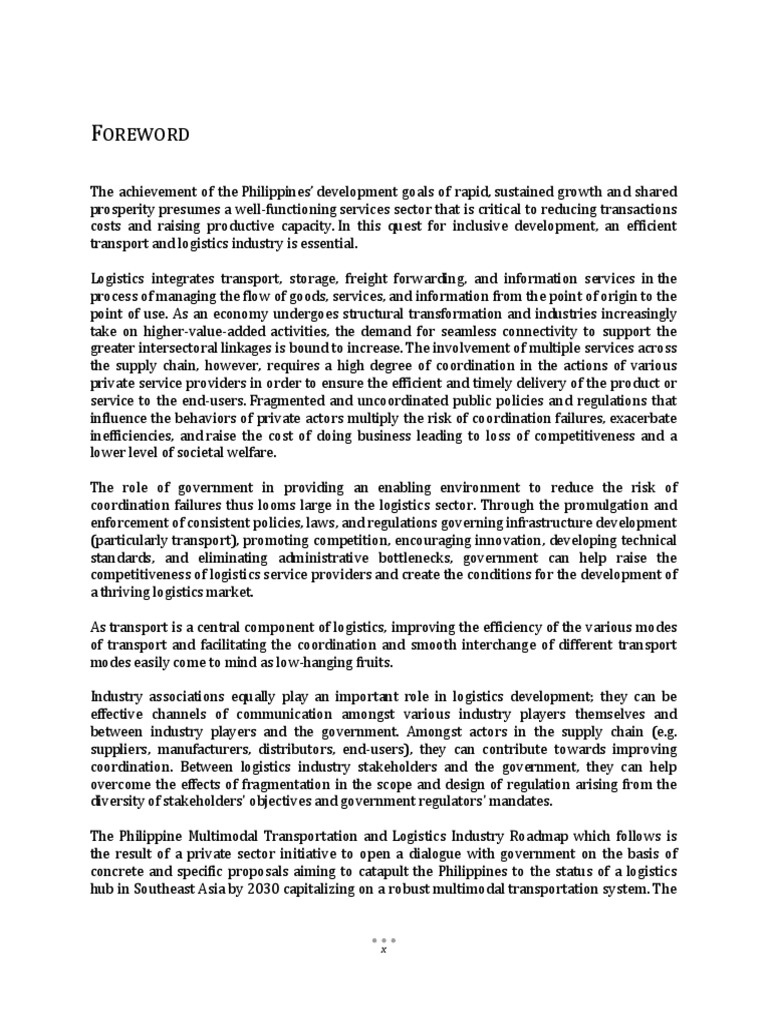 Foreword by DR Emmanuel Esguerra: Philippine Multimodal Transportation ...