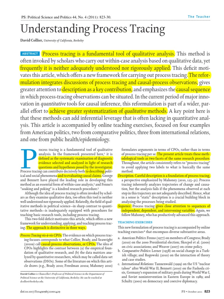Collier, David - Understanding Process Tracing | PDF | Statistical ...