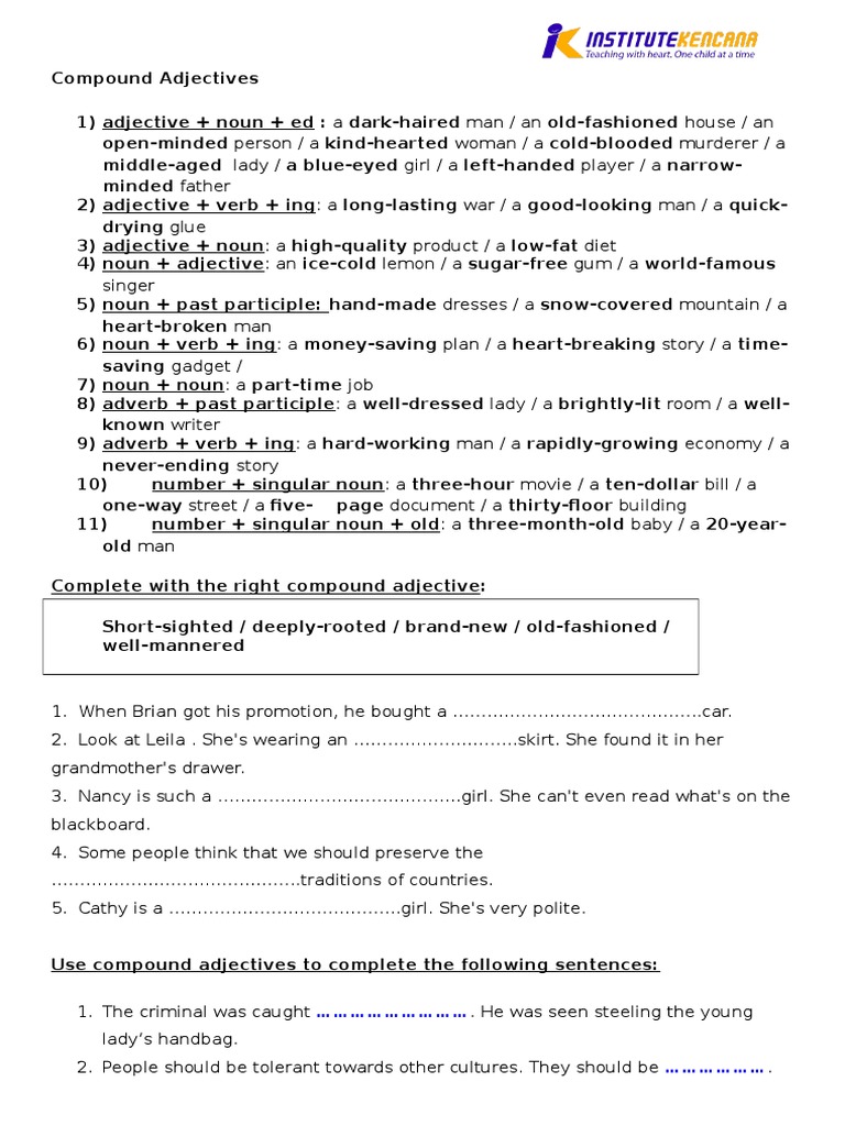 Compound Adjectives | PDF | Adjective | Linguistic Typology