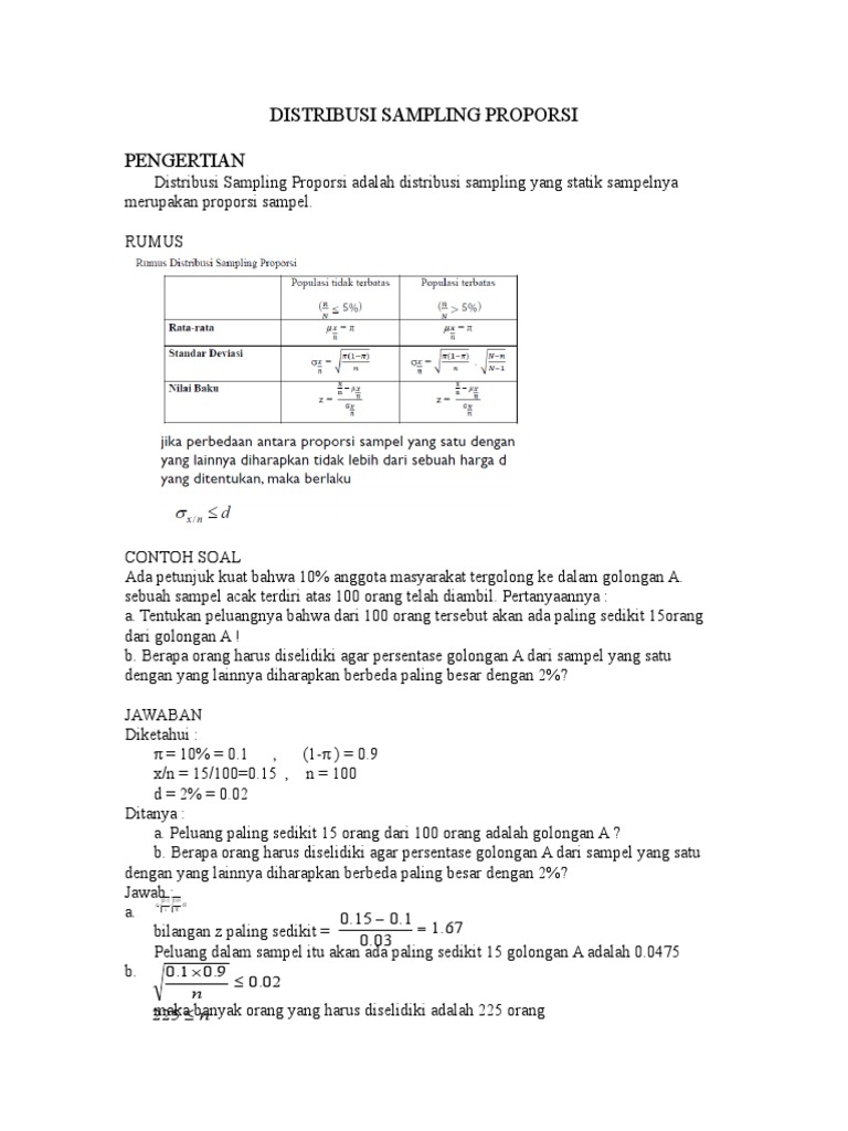 Distribusi Sampling Proporsi | PDF
