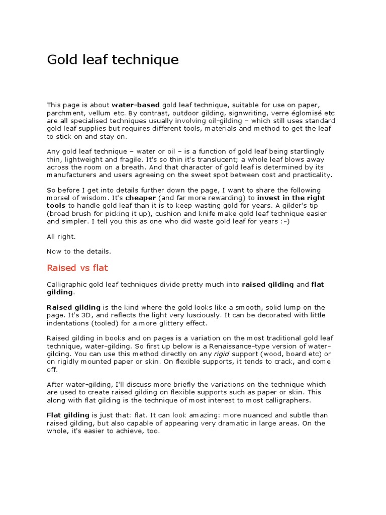 Gold Leaf Technique | PDF | Decorative Arts | Conservation And Restoration