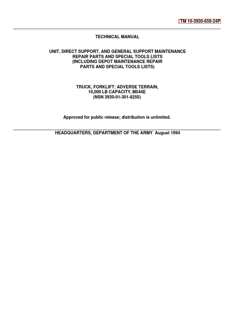 TM 10-3930-659-24P M544e Truck Forklift NSN 3930-01-301-8250 | PDF ...