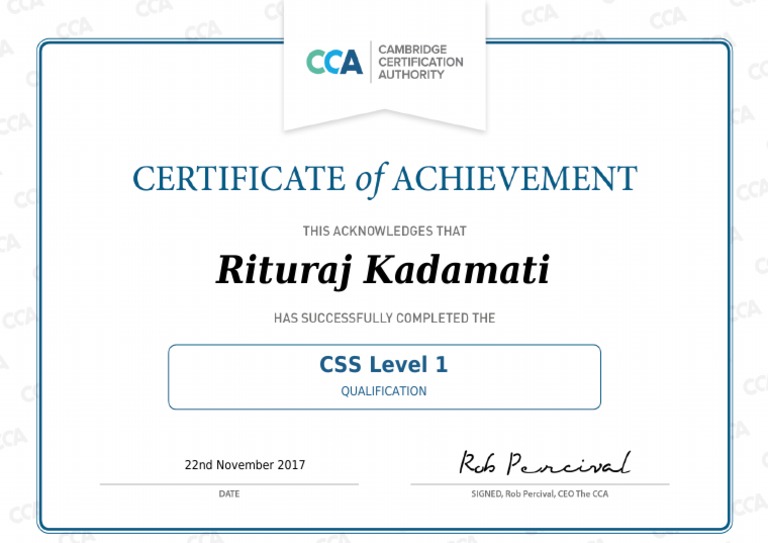 CCA Certificate CSS Level 1 | PDF