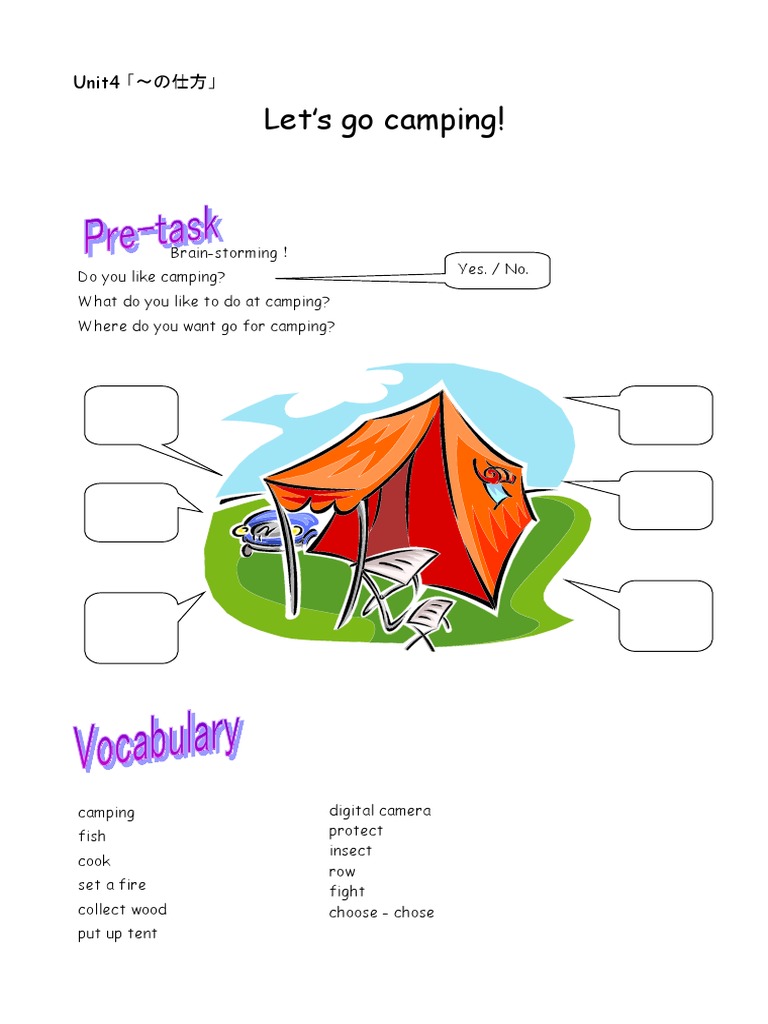 Let's go camping!: Unit4 「〜の仕方」 | Download Free PDF | Leisure