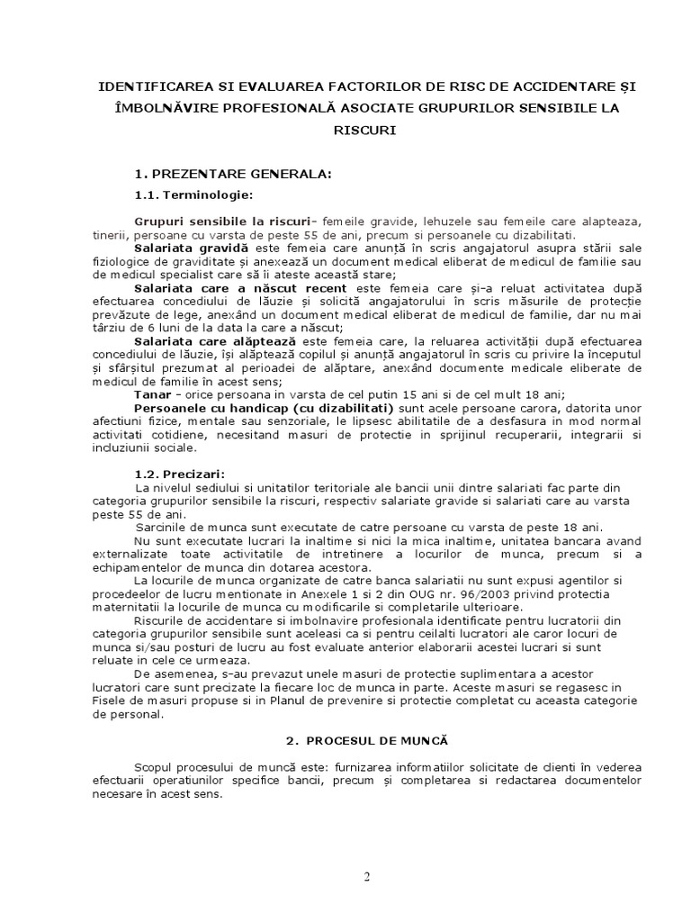 Evaluare Grupuri Sensibile La Riscuri | PDF