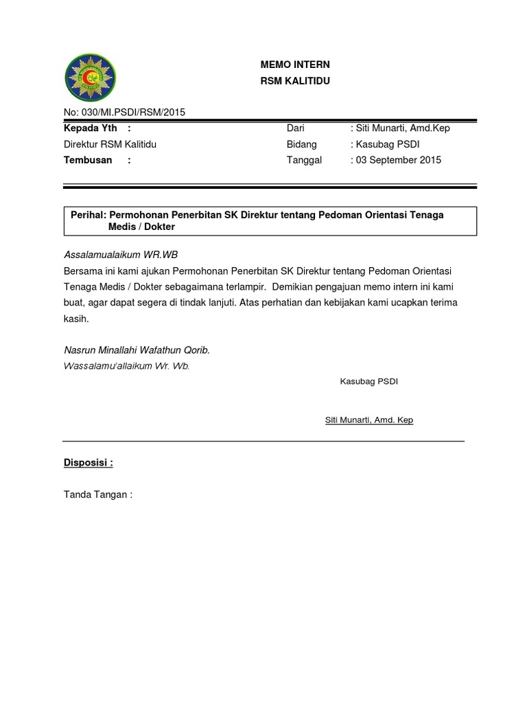 MEMO INTERN Kumpulan Orientasi Karyawan | PDF