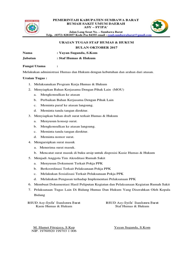 Uraian Tugas Humas | PDF | Karier & Perkembangan