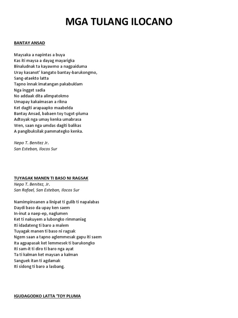 Mga Tulang Ilocano | PDF