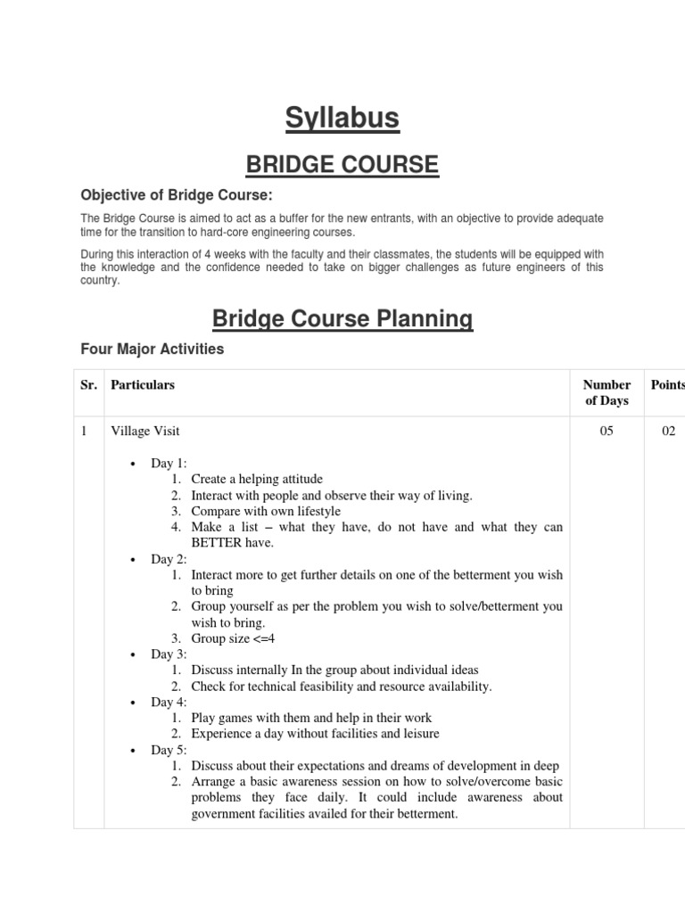 Syllabus: Bridge Course | PDF | Syllabus | Engineering