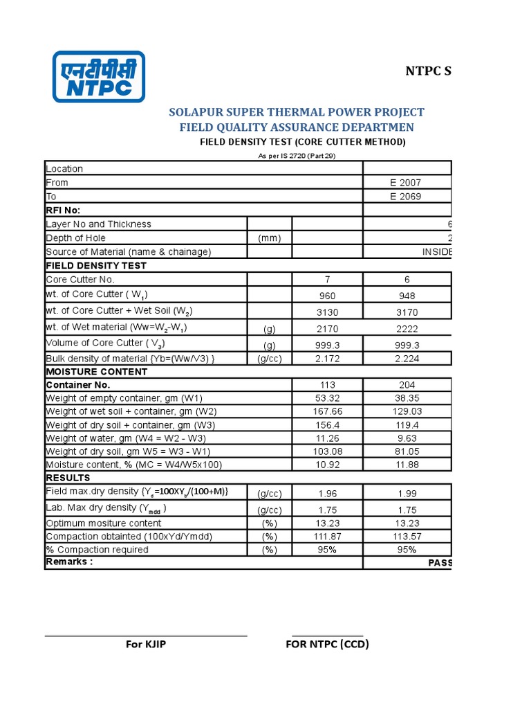 Field Density Test (Sand Bath Method) - Stone Dust | PDF